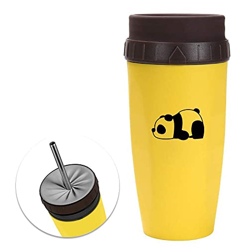 CHENGNAN Twizz Coffee Cup Aperture Mug with Straw Double Silicone TikTok Leak Proof and Insulated Revolutionary Twist Plastic Travel Mug, Lidless Panda