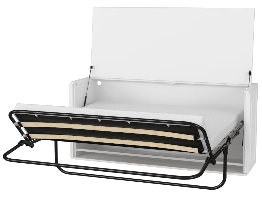 Orion Console Bed with Desk | Murphy Cabinet Bed Queen with Mattress Perfect for Home Office Guest Bed | Multipurpose Space-Saving Furniture (White)