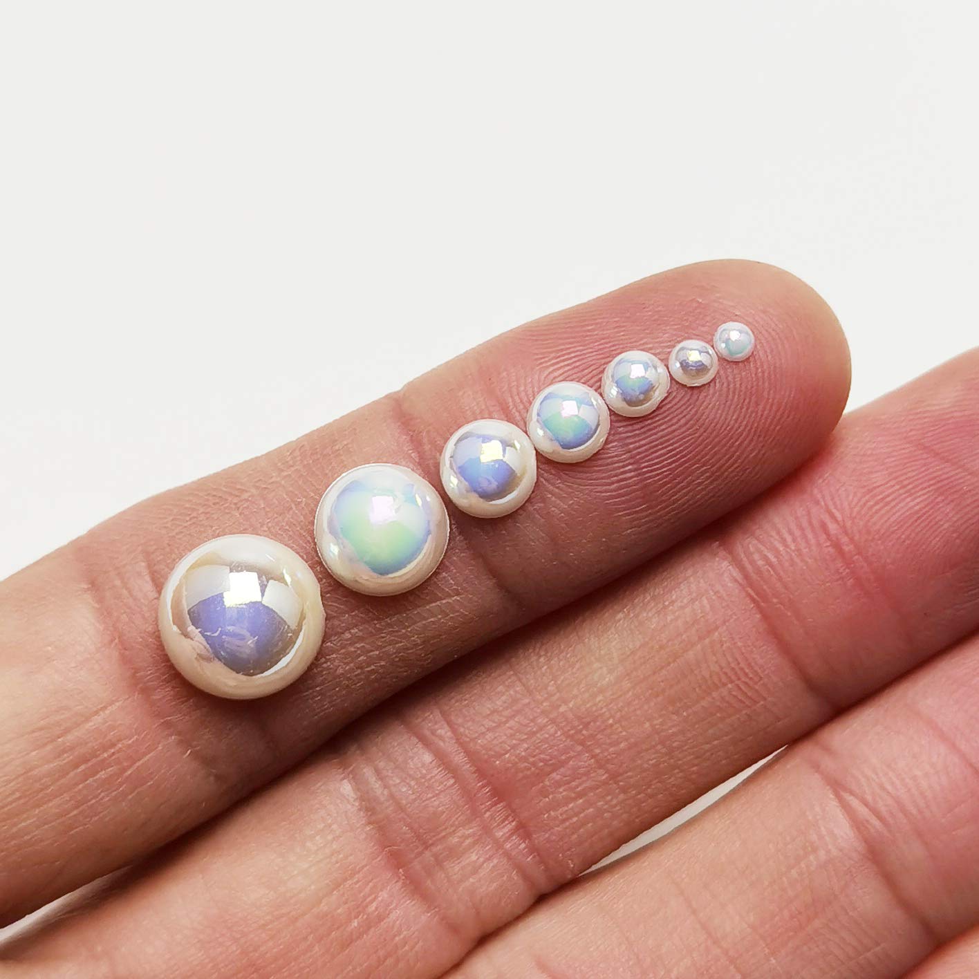 Chenkou Craft 3000PCS 1 Box White AB Round Flatback Imitation Half Pearls Bead Loose Beads Gem (White AB Half Ball)
