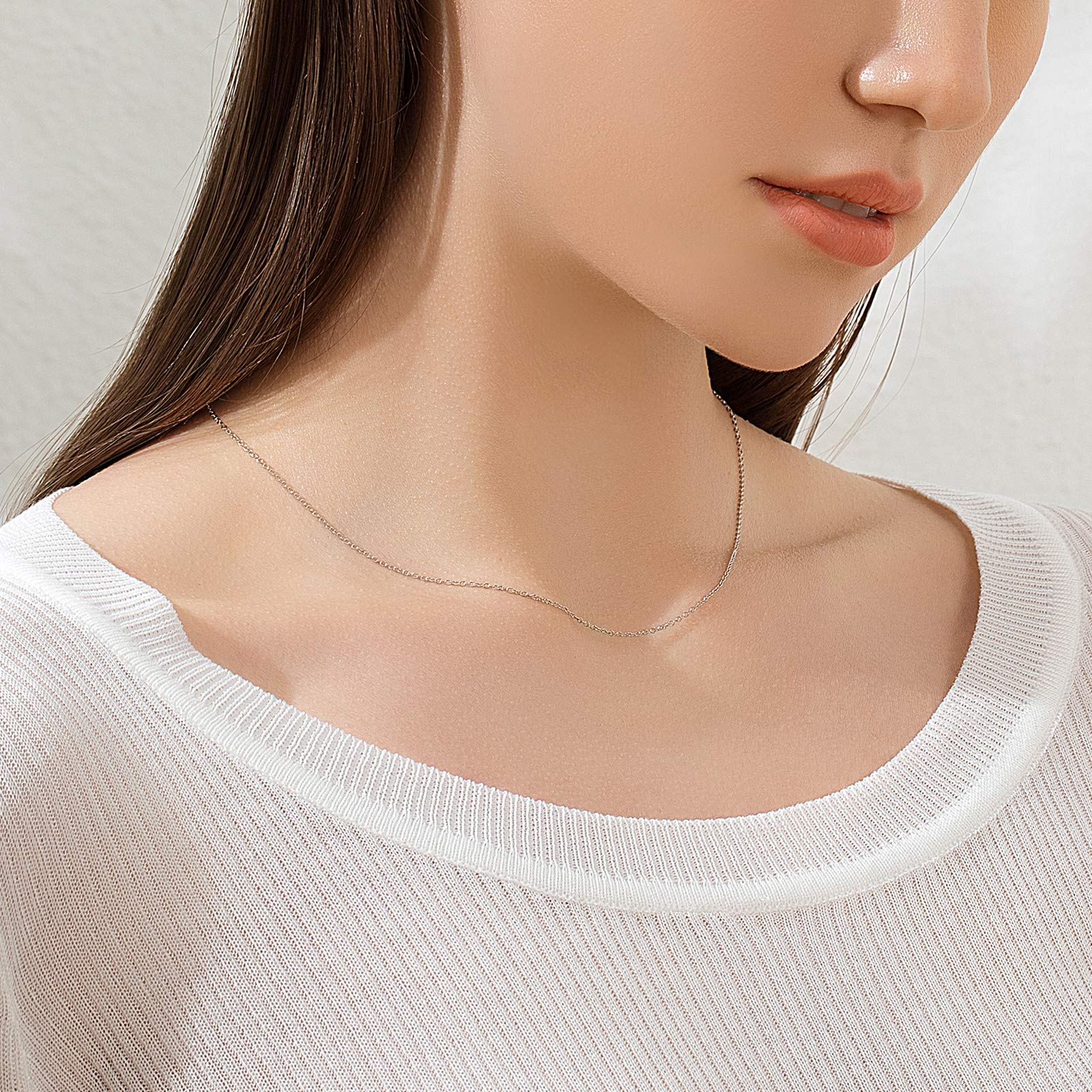 CIELTEAR 925 Sterling Silver Chain Necklace for Women Girls 1.2mm Cable Chain Italian Thin Silver Chain Super Sturdy & Lasting Shiney 18 Inch