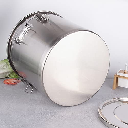 LINISHOP 304 Stainless Steel Airtight Canister Airtight Cereal Container Food Storage Container Metal Kitchen Rice Flour Milk Storage Bucket Silver New (12L)