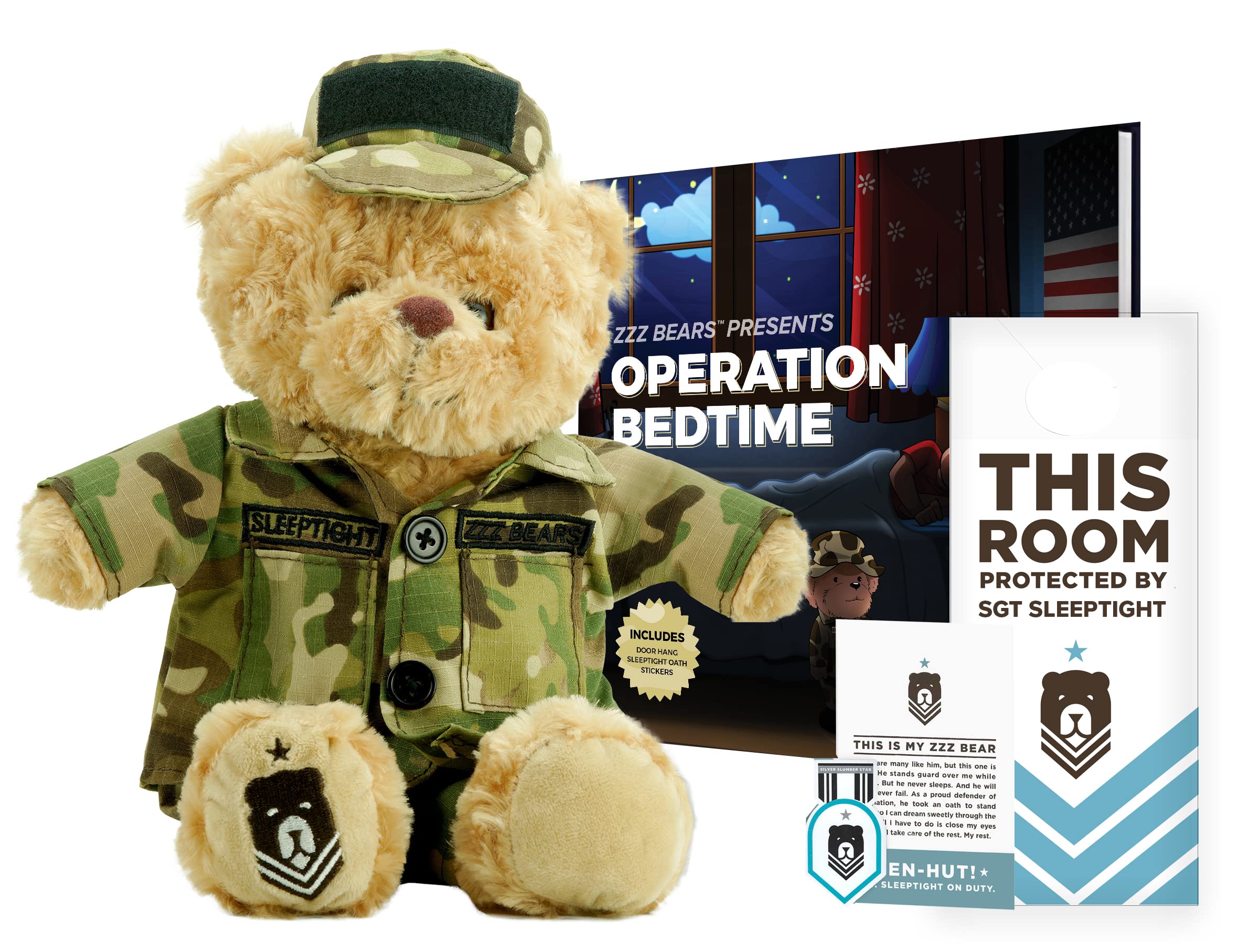 ZZZ Bears SGT Sleeptight Army Teddy Bear with Storybook and Sleep System