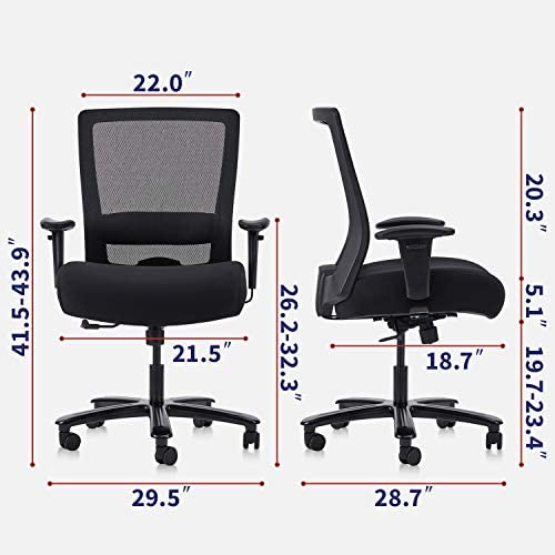 CLATINA Big and Tall Executive Chair Ergonomic with 400lbs High Capacity and Lumbar Support for Home Office Black BIFMA Certification No.5.11 (1)