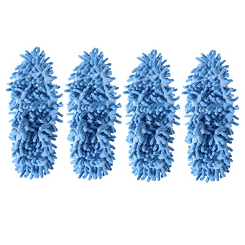 HEMOTON 4 Pcs Cleaning Mops Floor Cleaner Mop Floor Mops Mop Socks Slippers Socks Washable Mop Floor Cleaning Slipper Lay Shoe Cover Dust Mop Slipper Mop Cap Dust Collector Detachable Blue