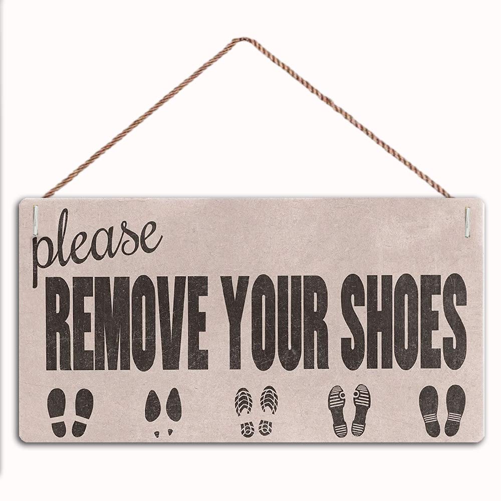 MAIYUAN Please Remove Your Shoes Sign Home Decor Wood Sign Plaque 10" X 5" Hanging Wall Art, Decorative Funny Sign,Garden Sign(Qw-128)