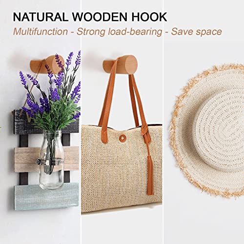 JOOPSHEE 24 Pack Wood Wall Hooks, Natural Wooden Coat Hooks Wall Mounted, Handmade Rustic Hat Hooks Heavy Duty Entryway Wall Hangers for Hanging Bags, Clothes, Towels (24pcs)