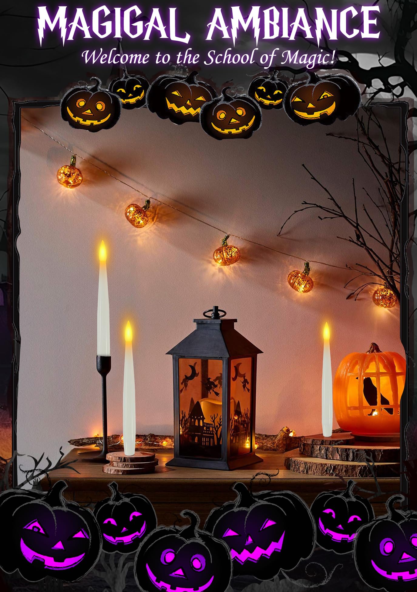 Dreacompy 20 Pcs Floating Candles with Wand, Room Decor, Flameless Candles, Candelabra LED Candle with Wand Control, Magic Hanging Decorations for Birthday, Party, Halloween Decorations