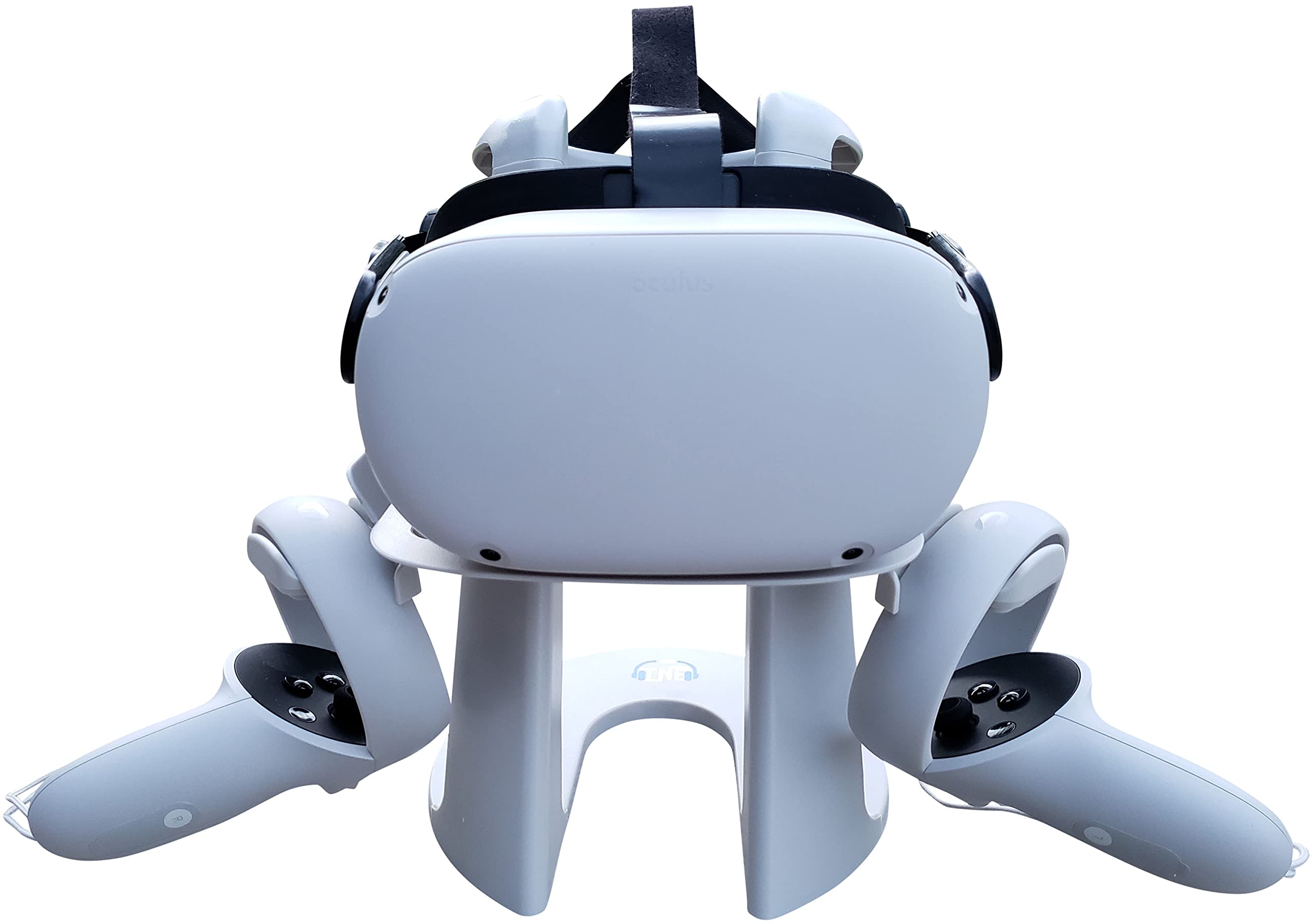 TNE VR Stand Headset and Controller Display Holder Mount Station for Quest 2/Quest and Rift S Virtual Reality Gaming System (White)