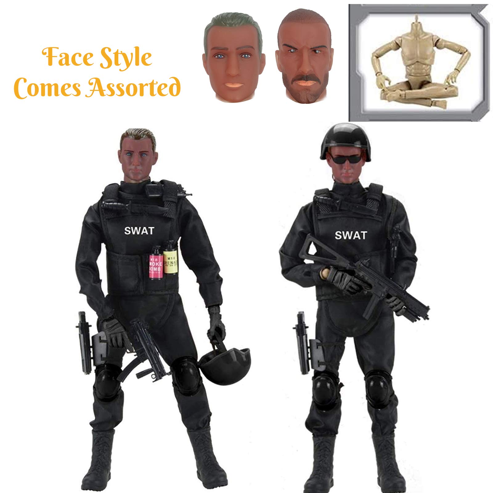 Liberty Imports 12-Inch Special Forces Military Action Figure Army Man Toy Soldier - 30 Articulation Points and 15 Weapons and Accessories (SWAT)