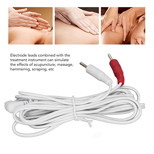 Demeras TENS Electrode Wire, Premium Metal Wire Electrode Wire 1.5m Long Promote White 2.5mm Elbow for Slimming Massager