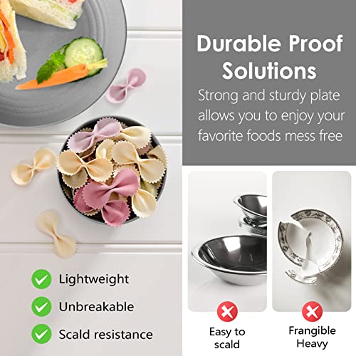 Teivio 24-Piece Kitchen Plastic Wheat Straw Dinnerware Set, Service for 6, Dinner Plates, Dessert Plate, Cereal Bowls, Cups, Unbreakable Plastic Outdoor Camping Dishes, Grey