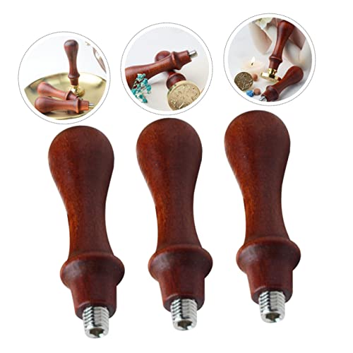 EXCEART 3Pcs Wooden Handle Wooden Stamps Brass Fittings Wedding invites Wooden Wax Stamp Handle Wax Stamp Replacement Handle Making Stamp Handle Stamp Handle Replacement Wooden Seal Handle