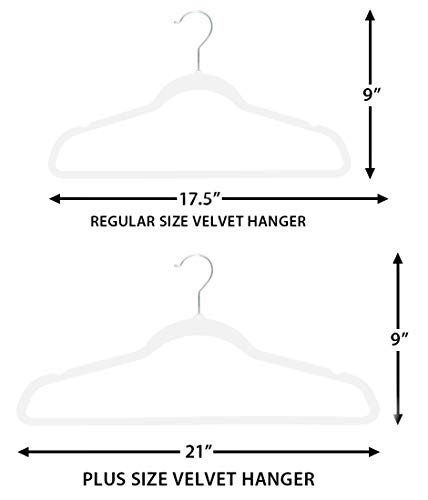 Home Expressions 21" Extra Wide, Plus Size, 20 Pack Premium Velvet Hangers 21"x9" … (Ivory)
