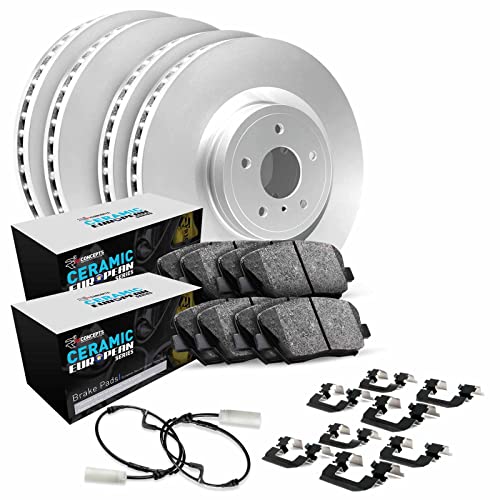 R1 Concepts Front Rear Brakes and Rotors Kit |Front Rear Brake pads| Brake Rotors and Pads| Euro Ceramic Brake Pads and Rotors |Hardware Kit |Sensor|fits 2018-2020 Audi S4, S5, S5 Sportback