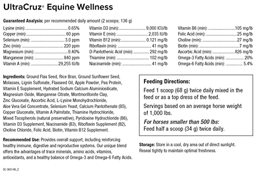 UltraCruz Equine Wellness Supplement for Horses 25 lb, Pellet (82 Day Supply)