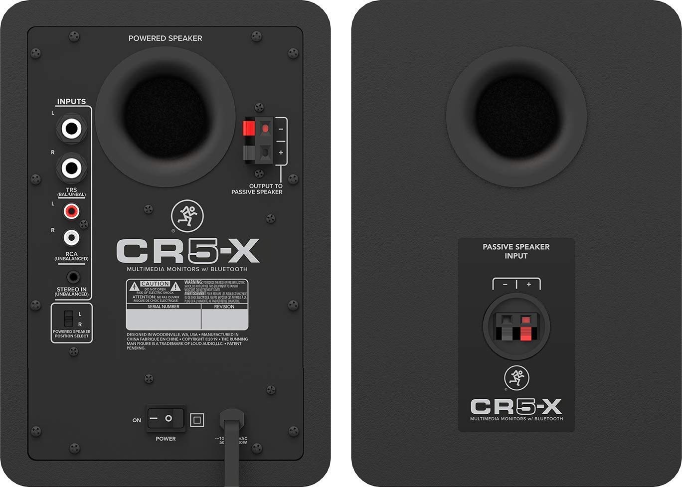 Mackie CR5-X 5 inch Multimedia Studio Monitor, with 1/4", 1/8" TRS, and RCA Inputs (Pair) with V-Moda Forza in-Ear Hybrid Sport Headphones and EMB Cable Bundle (CR5X+Vmoda+M)