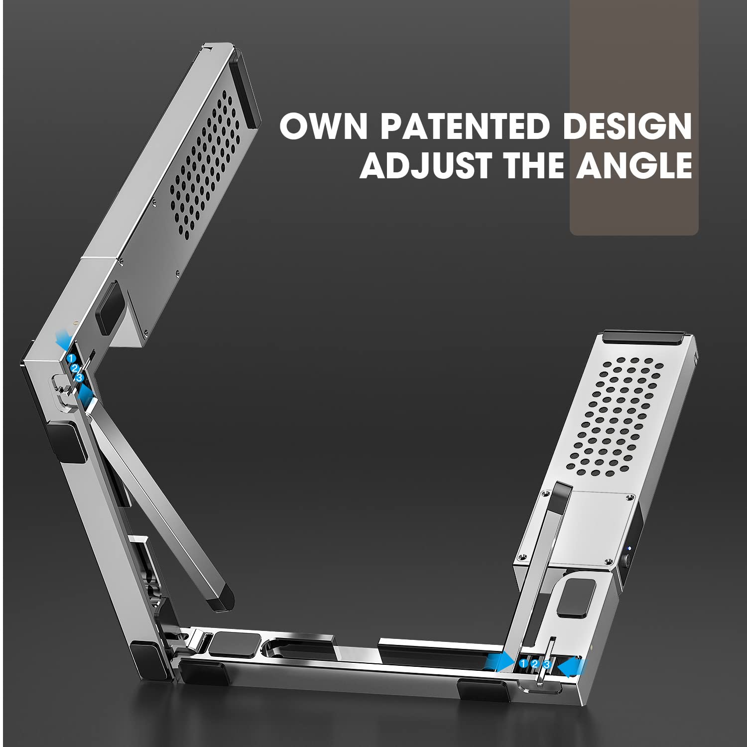DUVOSS Aluminum Laptop Stand, Adjustable Laptop Riser with Wireless Speakers, Bluetooth V5.0, Ergonomic Computer Notebook Elevator Stand for MacBook Air Pro, Dell More 10-15.6โ Laptops, Silver