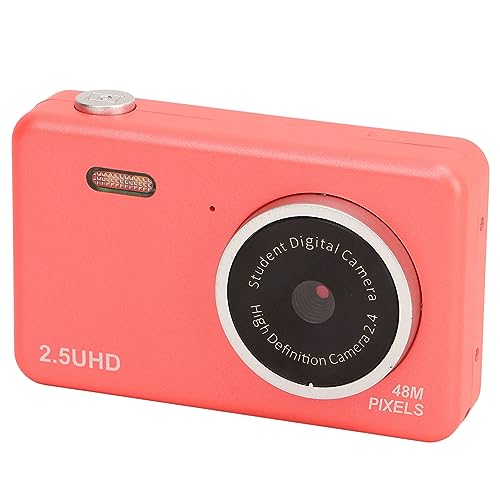 Compact Cute Dual Lens Digital Camera 2.5K HD Selfie Camera with 8 Times Zoom, Automatic Light Sensitivity, Perfect for Students (Pink)