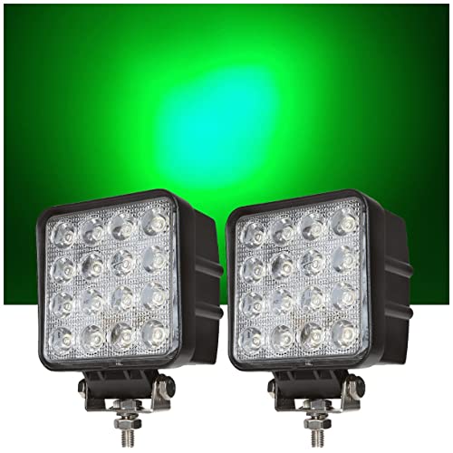 Green Led Pods 48W 3inch Spot Hunting Lights Driving Work Fog Lamps for F150 Truck SUV Polaris Auxiliary Offroad Off-road Boat Fish Pig Deer Hog Hunting Motorcycle 12 Volt Motor (Pack of 2)