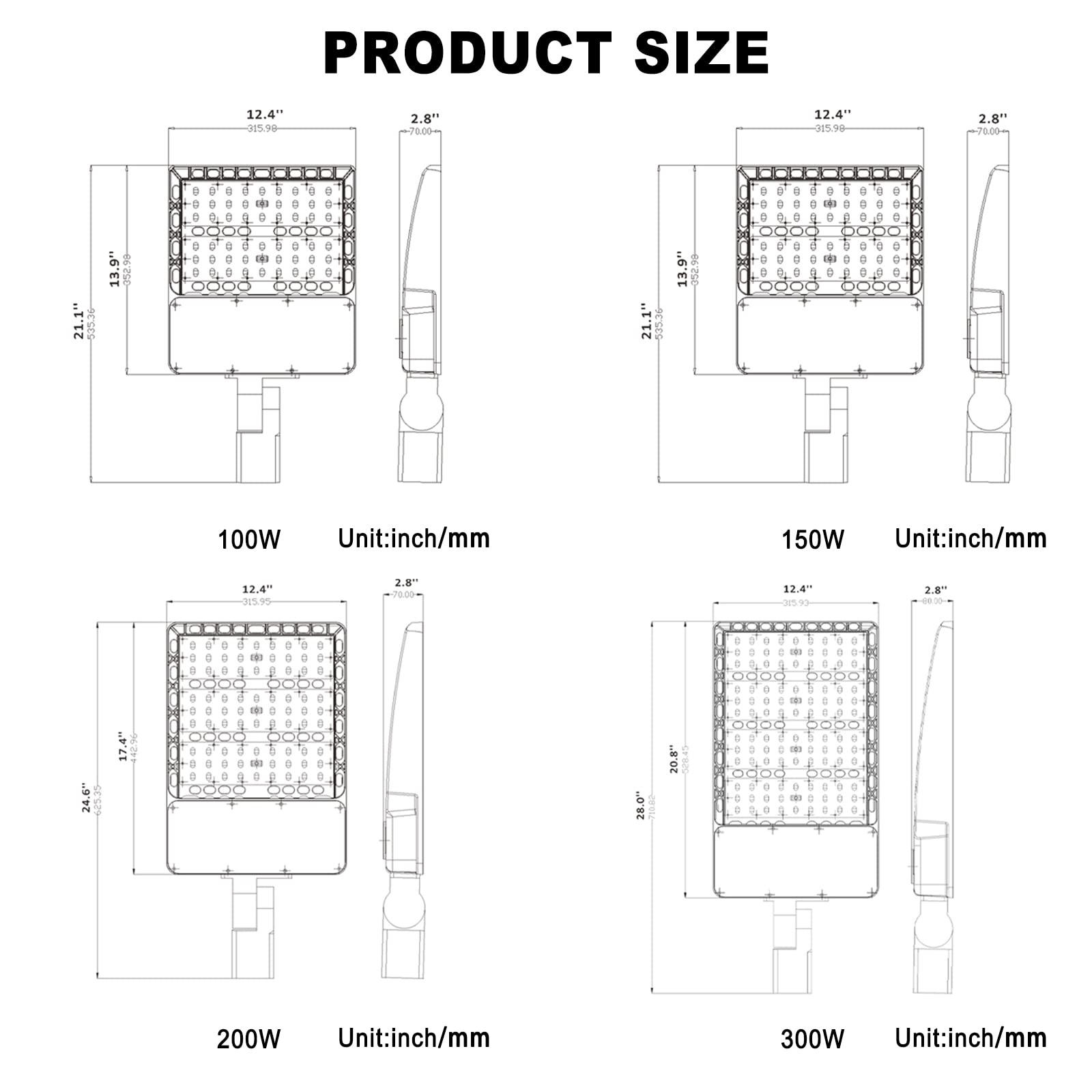 Feazac LED Parking Lot Light with Adjustable,Outdoor IP65 Shoebox Lights, 5700K, LED Street Lighting, 100-277V, Slip Fit Mount (150, Watts)
