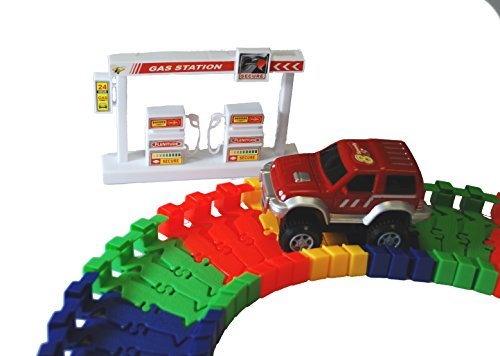 MMP Living Super Snap Speedway - Deluxe Bend and Flex Track Set with 3 Electric Cars, Tunnels, Bridge, Elevator, ramp, Track Merge and Accessories - Over 300 Pieces