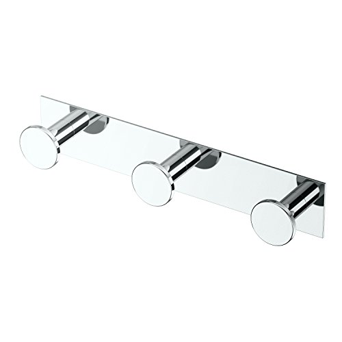 Gatco 1288 Modern Decor Wall Hook, 3-Hook, 11" W. Coat Hat Towel Robe Hook. for Entryway, Living, Kitchen, Bathroom, Bedroom. Sturdy Chrome on Premium Brass.