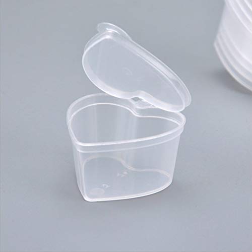 EXCEART Heart Shaped Souffles Cups Transprarent Plastic Storage Box design, easy to DIY, Sewing Supplies Storage. Plastic Sauce Cups