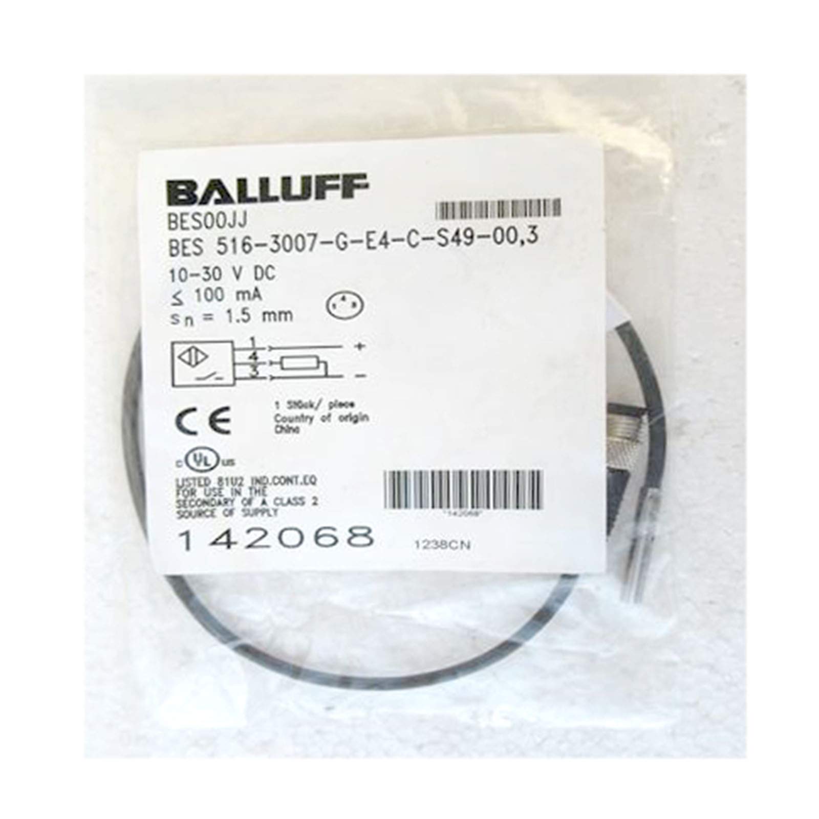 Carus Tool BALLUFF BES 516-3007-G-E4-C-S49-00,3ďźBES00JJďź Inductive Standard Sensors PNP New