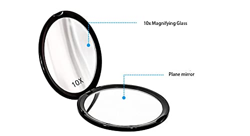 Compact Makeup Mirror,1x/10x Double Sided Magnification-Travel Makeup Mirror Purse Mirror for Makeup/Bathroom/Travel,Tweezing, Blackhead and Comedone Removal