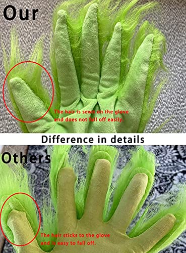 Green Santa Claus Costume for Men 1 pair Christmas Deluxe Santa Suit Green Outfit (Gloves)