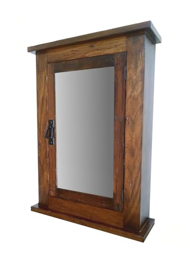 Dijkoo ZyduzscAT NUOTIRUIS Primitive Mission Medicine Cabinet/Surface Mount/Distressed Medium Finish/Solid Wood & Handmade C