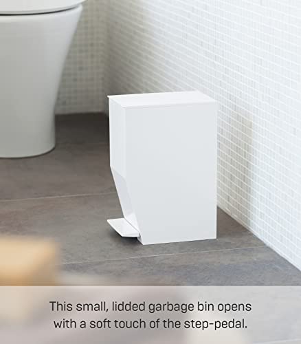 Yamazaki Home Tower Sanitary Step Trash Can, One Gallon β Small Home Waste Bin,White