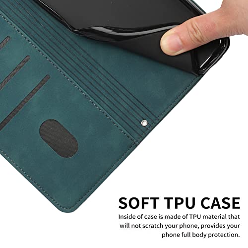 Kainevy for Infinix Note 11 Case Wallet Black with Lanyard Durable Leather Case for Infinix Note 11 Phone Case with Card Holder Buckle Flip Design Protective Cover for Womem Men (Green)