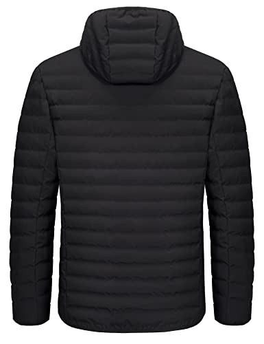 Little Donkey Andy Men's Waterproof Hooded Puffer Jacket Windproof Warm Winter Coat with Recycled Insulation Black XXL