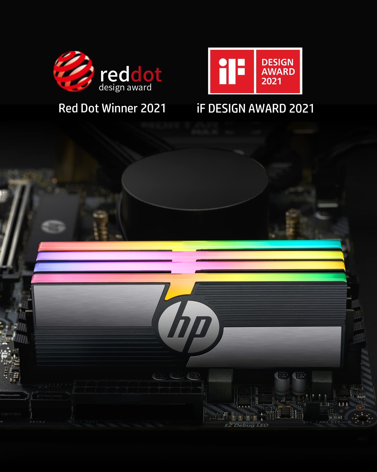HP V10 RGB 32GB (16GBx2) Gaming RAM 3200 MHz DDR4 CL14 1.35V Desktop Computer LED Memory Kit - 48U45AA#ABC