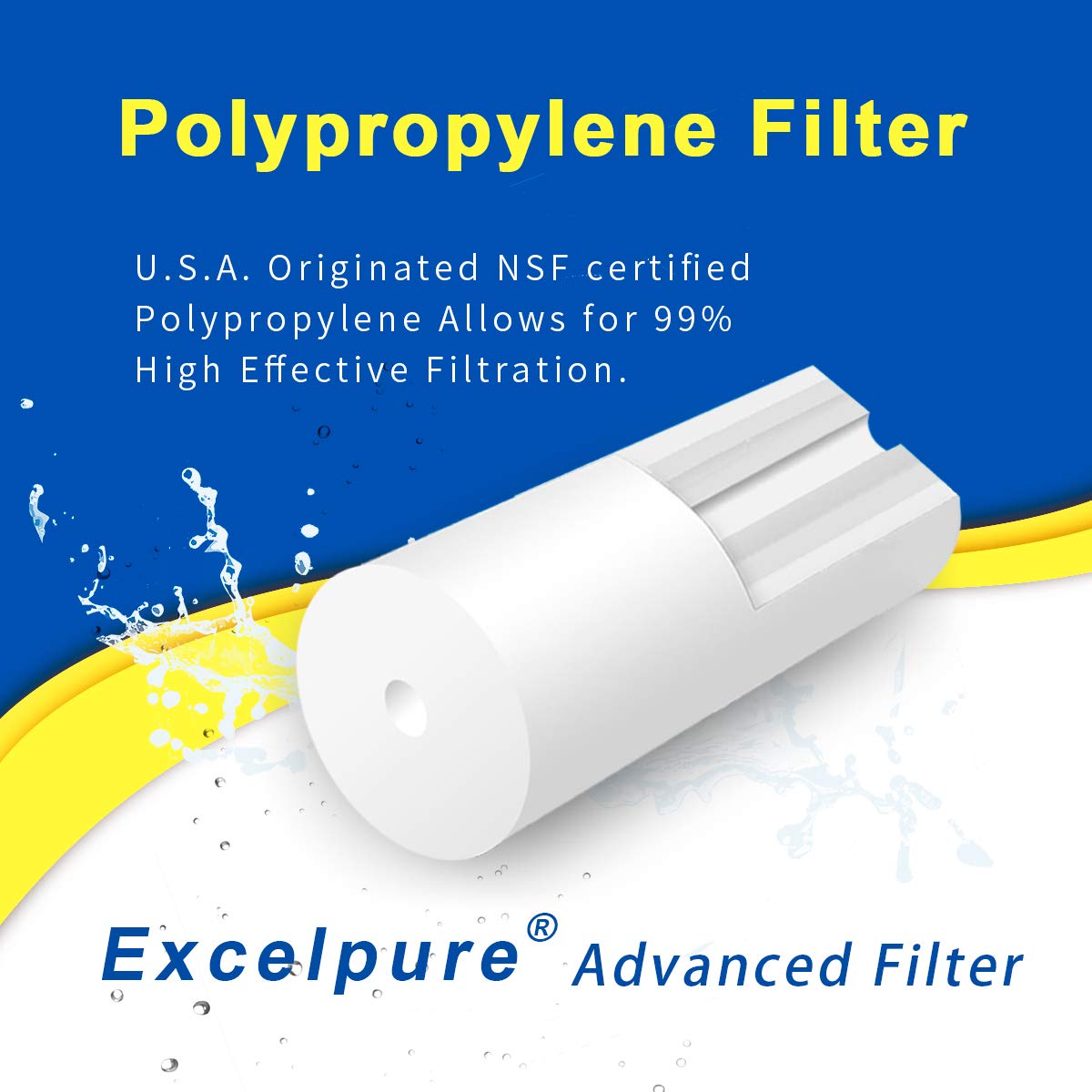 EXCELPURE Whole house Sediment Water Filter 10" x 4.5" (5 micron)Compatible with Culligan RFC-BBSA , WFHD13001B, GXWH35F, GXWH30C, 3M Aqua-Pure AP817,Whirlpool WHKF-GD25BB (2 PACK)