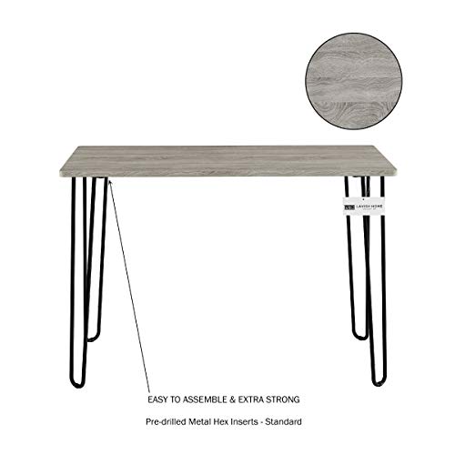 Lavish Home Computer Home Office-Small Desk With Hairpin Legs for Modern, Industrial-Style Decor, (L) 39.25β x (W) 19.5β x (H) 27β, Gray