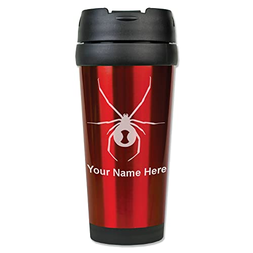 LaserGram 16oz Coffee Travel Mug Widow Spider, Personalized Engraving Included (Red)