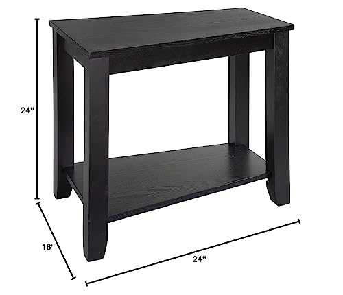 Lexicon Alder Wood Wedged Chairside Table, 16" x 24", Black