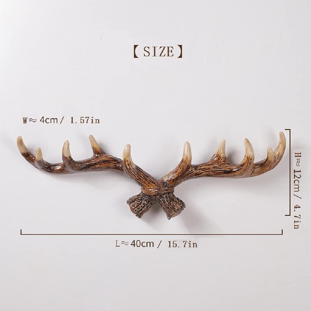 HY&GH Antlers Hook Wall Hooks/Hanger,Towel Hooks,Animal Shaped Hook,Resin Material Wall Home Decor,Deer Antler Holder 15.7" Long, 4.7" Tall and 1.57" deep 10 Hooks