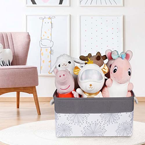 YeaBerr Fabric Storage Bins with Cotton Handles and Drawstring Closure | Decorative Storage Basket for Shelves, Closet, Nursery, and Toys | Large Linen Closet Organizers (16x12x8 inches, 1 Pack)