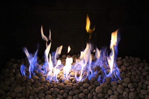 Exotic Fire Glass | Tumbled Black and Gray Lava Pebbles | 25 Pound Bag | 3/4-1 1/4 Inch Pebble Size | Perfect for Any Natural Gas or Propane Outdoor Fire Pit (Black/Gray)