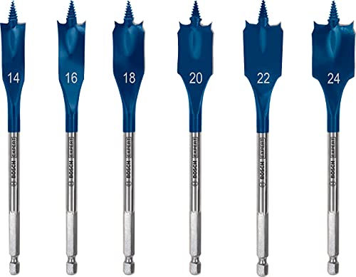 Bosch Professional 6X Expert SelfCut Speed Spade Drill Bit Set (Ø 14-24 mm, Accessories Rotary Impact Drill)