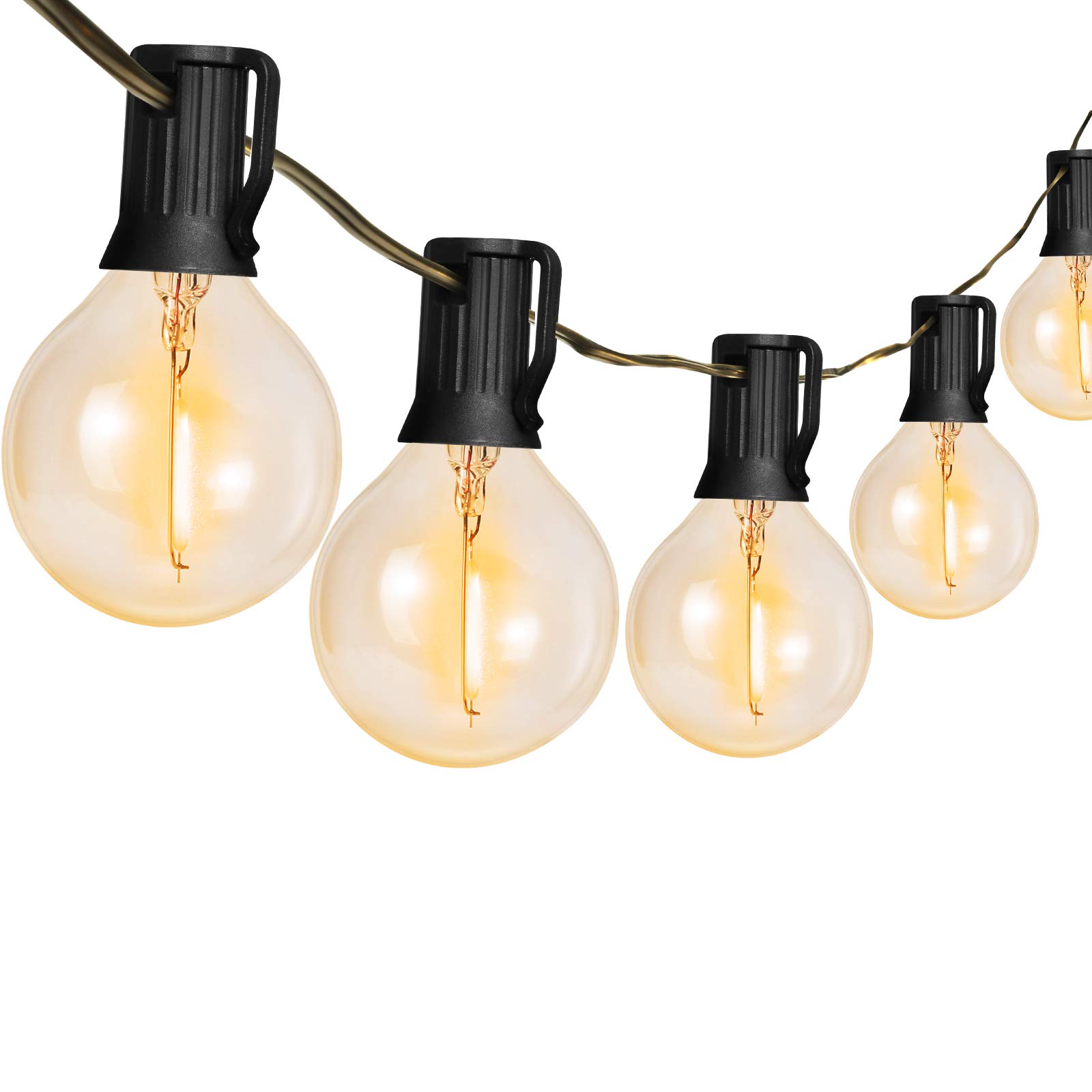 BrizLabs Outdoor String Lights, 25ft 25 LED G40 Globe Patio String Lights, Weatherproof Edison Hanging String Lights for Garden Backyard Wedding Party Bistro Indoor Decor, E12 Socket, 2700K