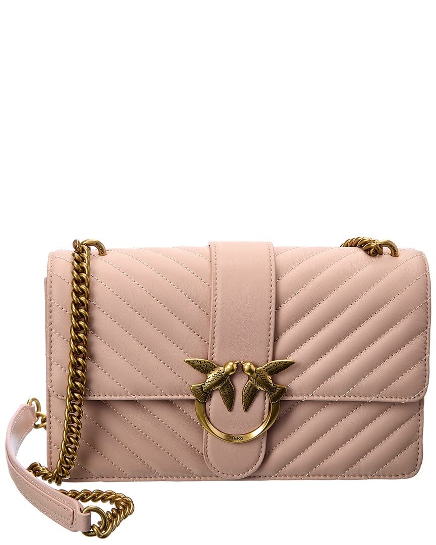 Pinko Love Classic Icon V Leather Shoulder Bag, Blue