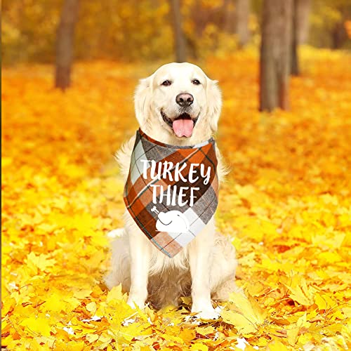 JOTFA Thanksgiving Day Dog Bandanas, Holiday Fall Plaid Dog Puppy Bandana Scarf Costume for Small Medium Large Dogs Pets