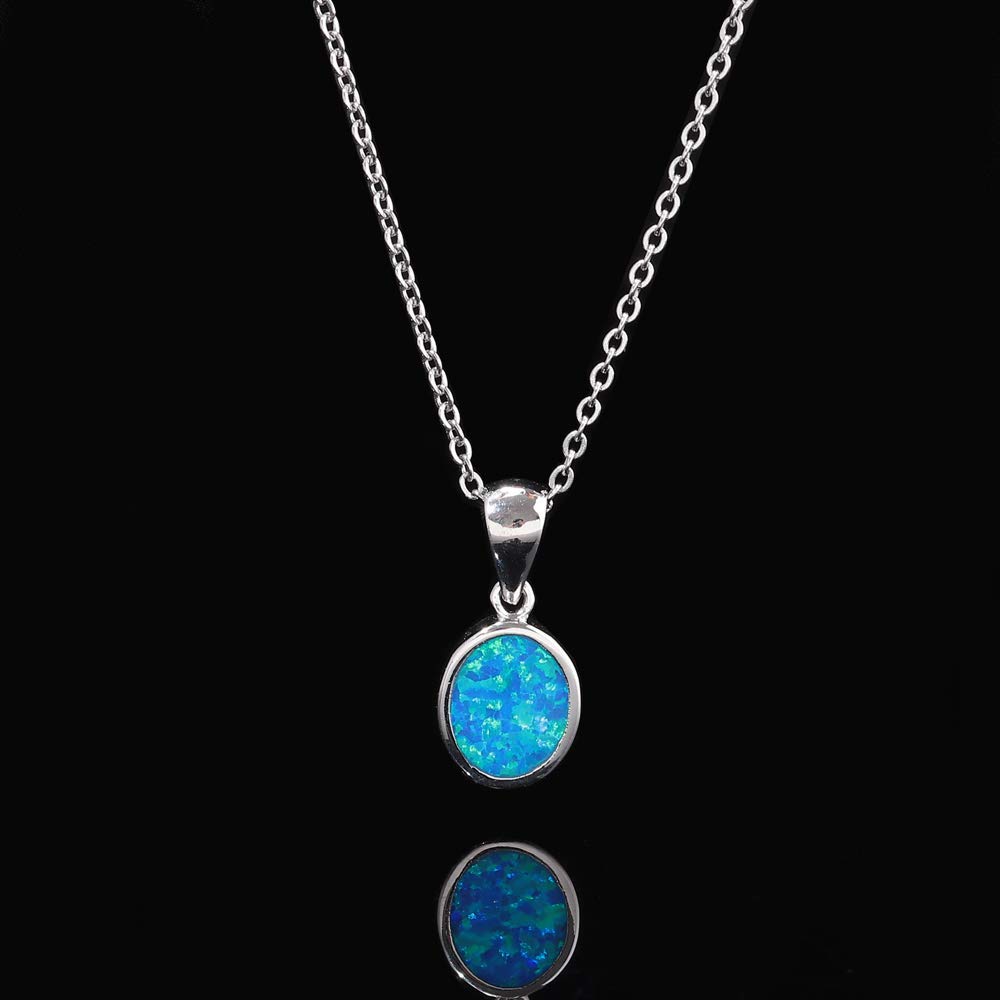 CiNily Opal Necklace-14K White Gold Plated Opal Pendant Necklace Fire Opal With Green Quartz Opal Jewelry for Women(Quartz)