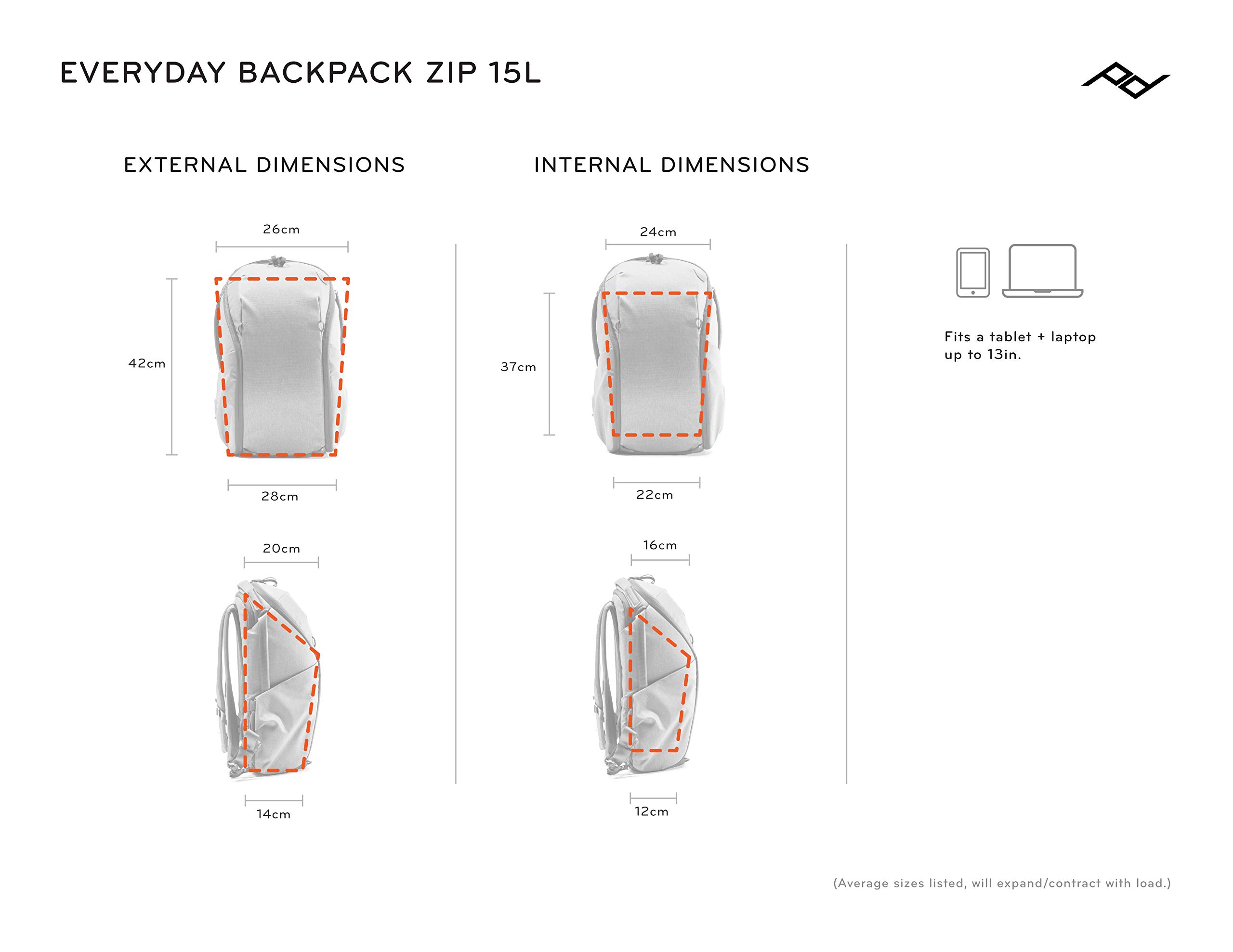 Peak Design Everyday Backpack Zip 15L Ash, Carry-on Backpack with Laptop Sleeve (BEDBZ-15-AS-2)