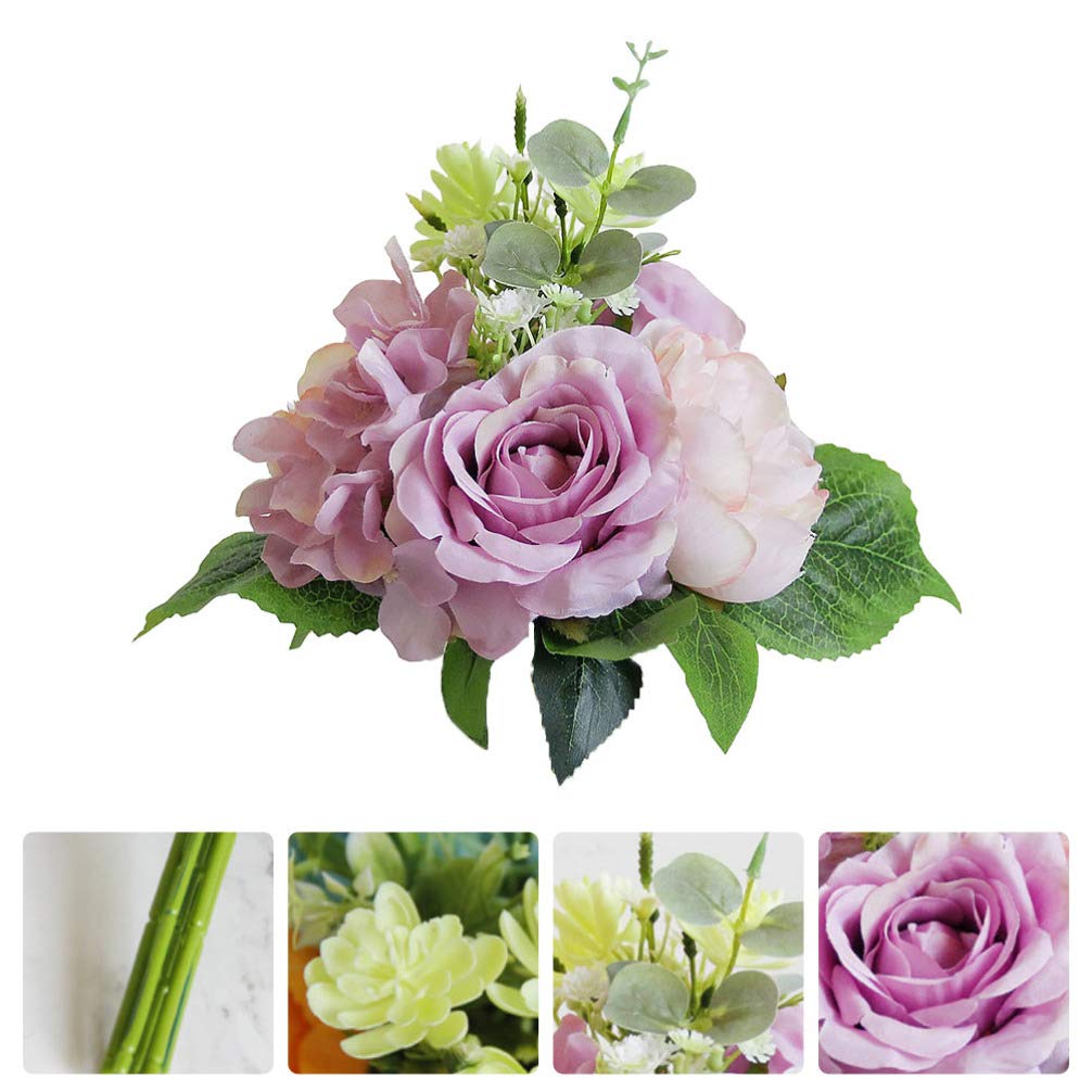 SOIMISS Artificial Roses Peony Hydrangea Flowers Bridal Wedding Bouquet for Party Wedding Decoration