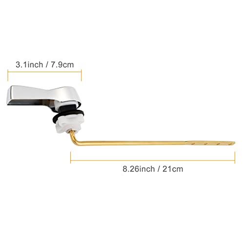 Hibbent Universal Front Mount Toilet Handle Tank Flush Lever Replacement Handle with Stainless Steel Flapper Chains for Most Front Mount Toilets- Chrome Finish Toilet Handle